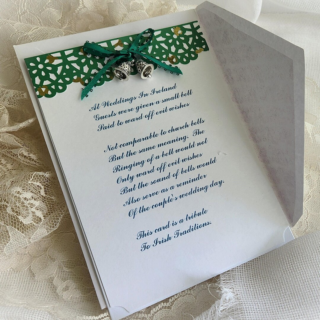 Irish Wedding Bells Card: Framable History Keepsake With Heart Clappers ...