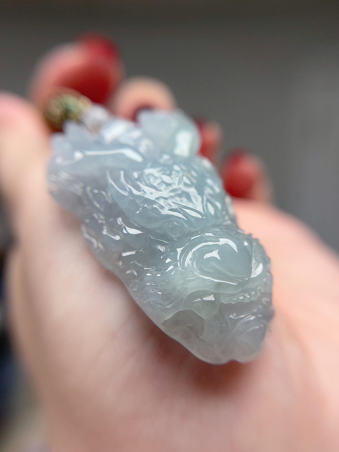 Natural 100% A Grade Burmese Jade Blue Jade Dragon Head - Etsy