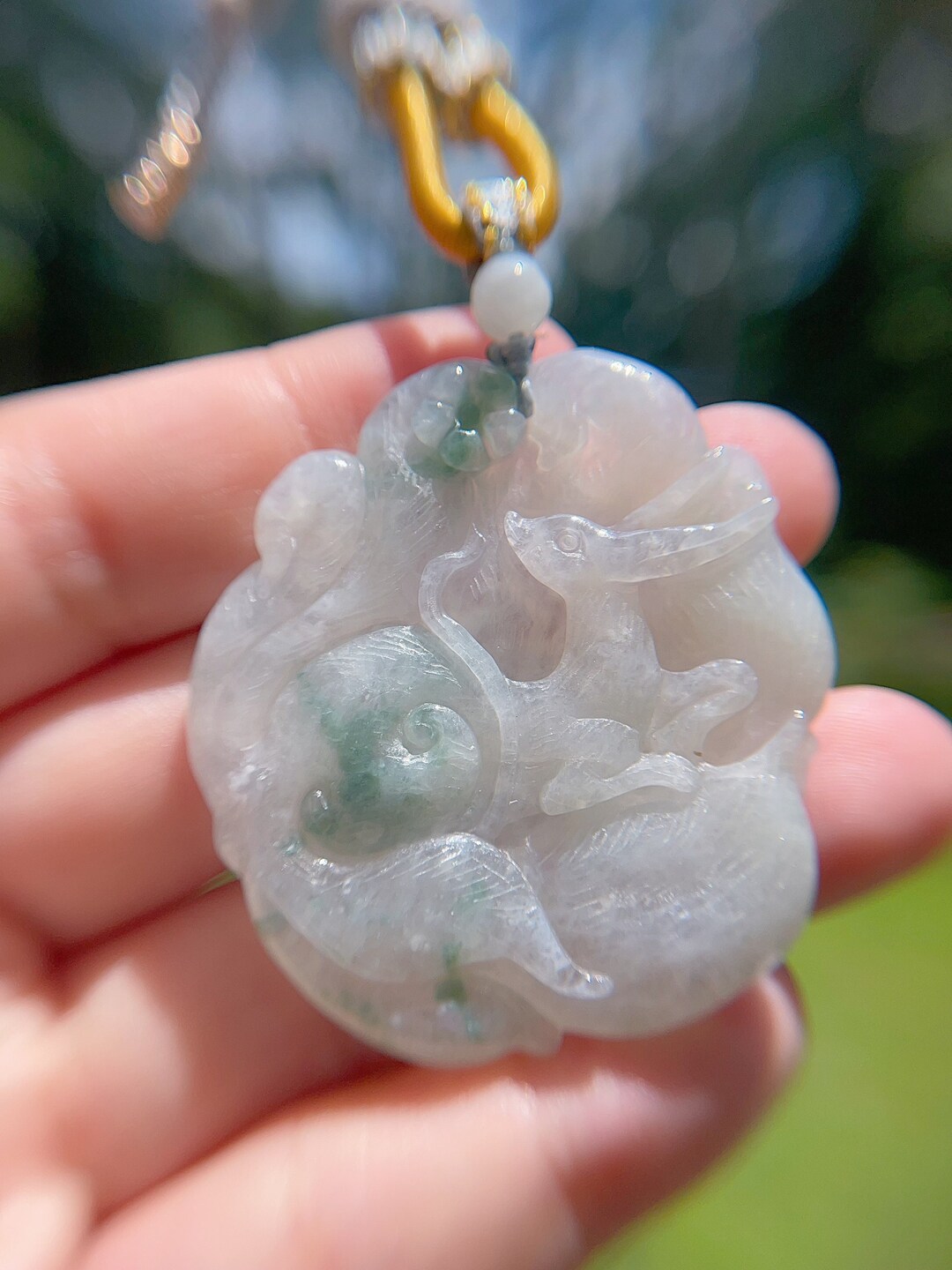 Natural Burmese Jade Floating Flowers Fox - Etsy