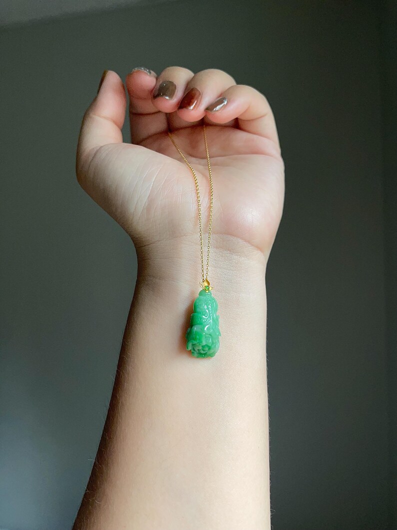 Natural Burmese Green Jade 18k Solid Gold Cabbage Pendant - Etsy