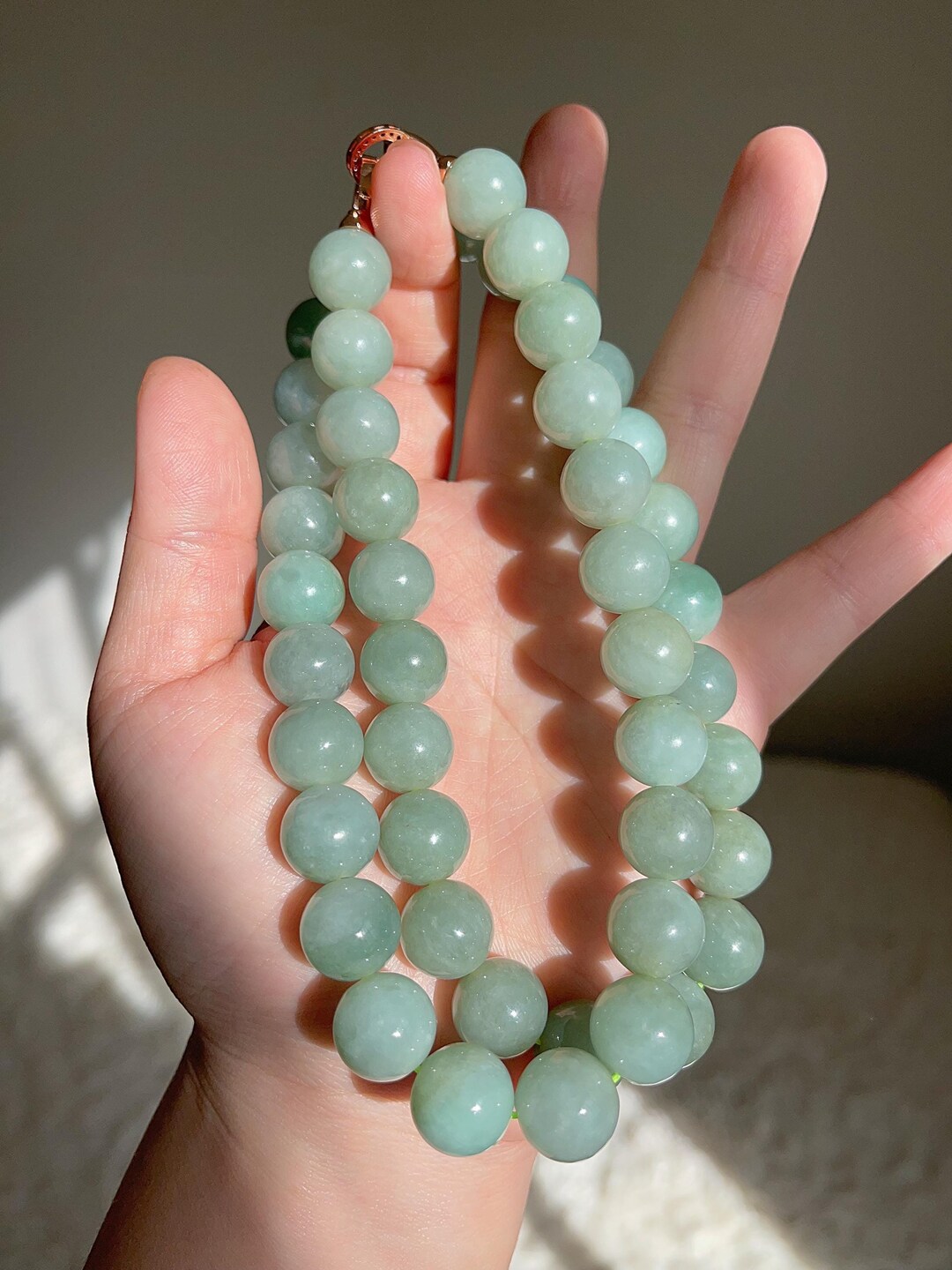 13 Mm Natural 100% Burmese Jade Grade A Jade Beads Necklace - Etsy