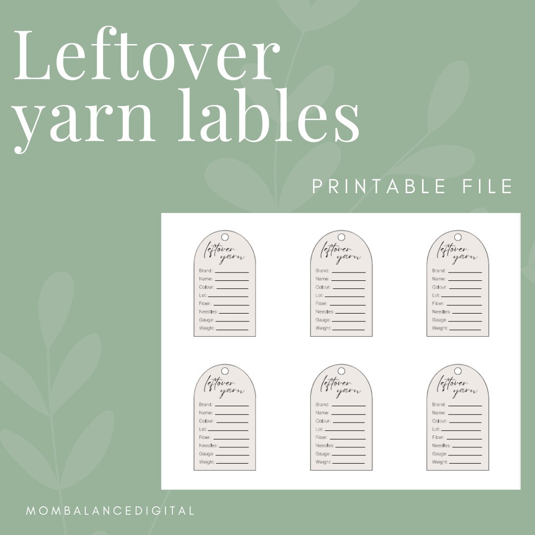 Leftover Yarn Tag, Yarn Labels, Knitting Tags, INSTANT DOWNLOAD, Pdf ...