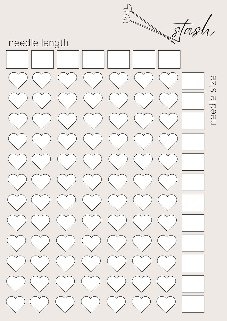 Knitting Needle Stash, INSTANT DOWNLOAD, Knitters Organizer Pdf ...