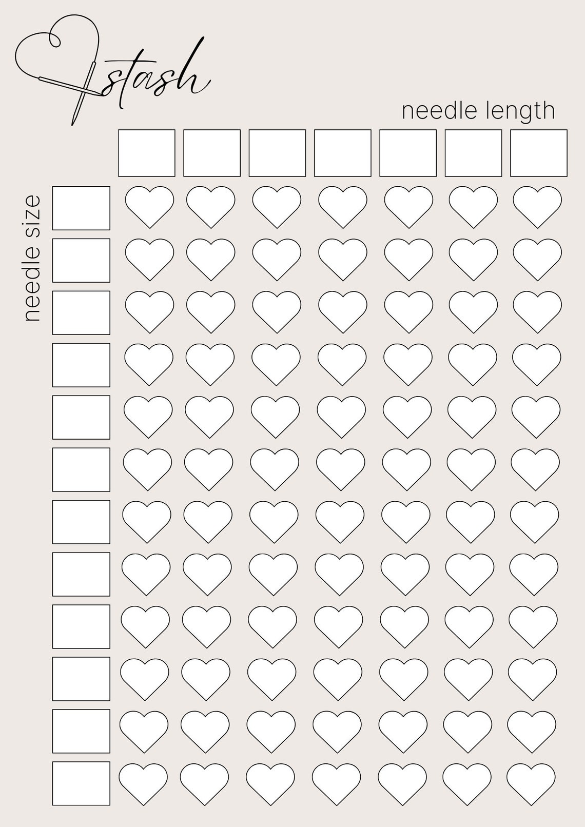 Knitting Needle Stash, INSTANT DOWNLOAD, Knitters Organizer Pdf ...