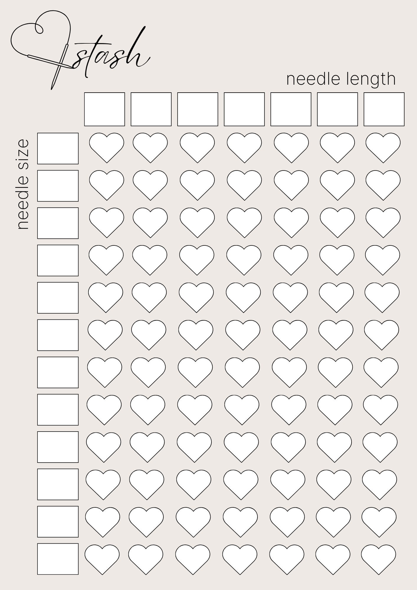 Knitting Needle Stash, INSTANT DOWNLOAD, Knitters Organizer Pdf ...