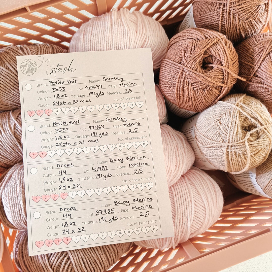 Knitting Yarn Stash, INSTANT DOWNLOAD, Knitters Organizer Pdf, Knitting ...