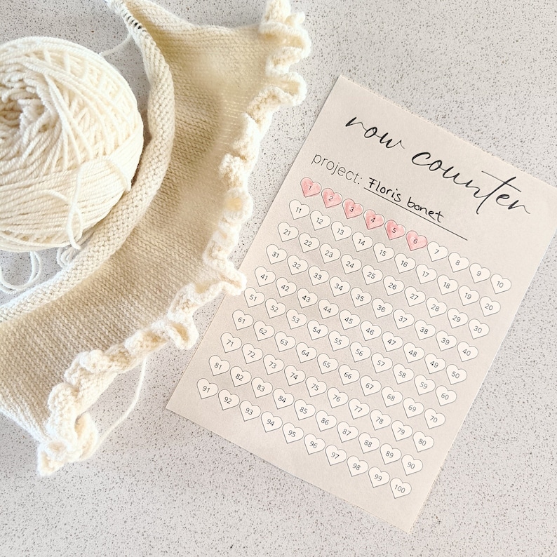 Knitting Row Counter Printable, Pdf, Crochet Row Tracker, Knitting ...