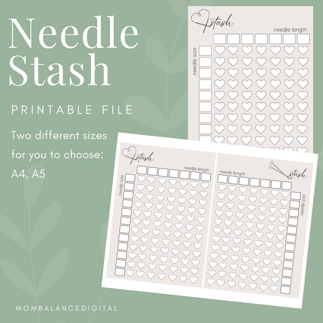 Knitting Needle Stash, INSTANT DOWNLOAD, Knitters Organizer Pdf ...