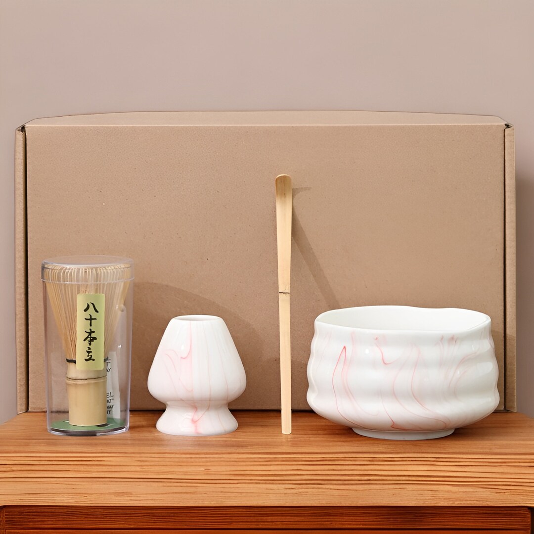 Matcha Bowl With Bamboo Whisk,ceremonial Tea Bowl,pink Waves Matcha Set ...