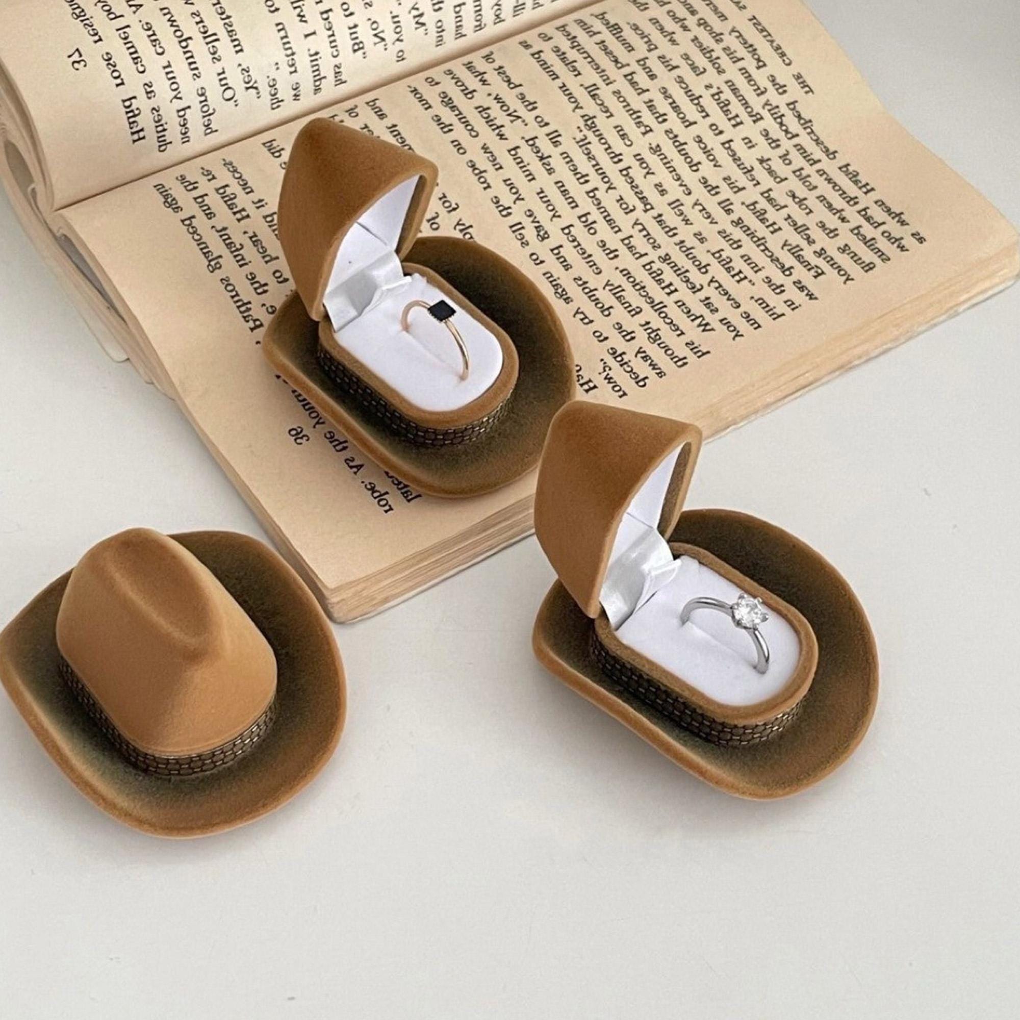 Cowboy Hat Ring Box Earring Box,western Hat Ring Box,pocket Size Ring ...