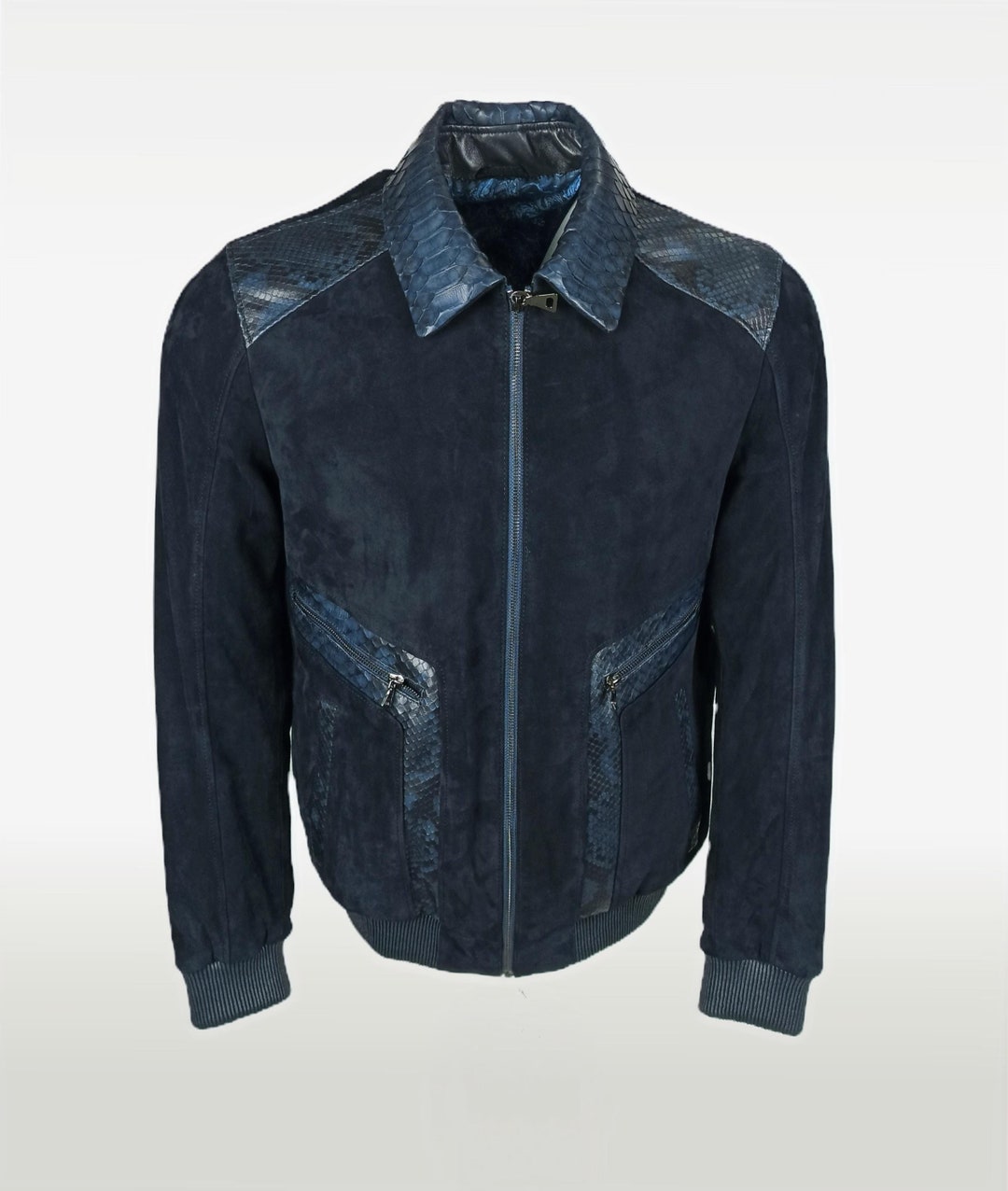 Genuine Python Skin Jacket | Suede Leather Jacket With Real Python Skin ...