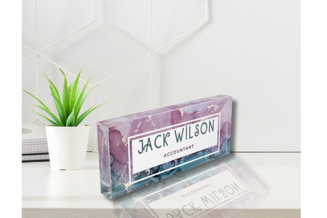 Personalized Acrylic Name Plate for Desk Perfect New Job Gift, Purple ...