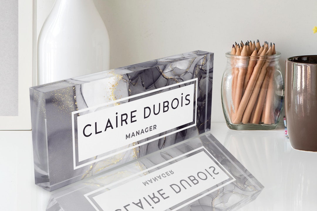 Acrylic Desk Name, Crystal Clear Acrylic Name Block, Custom Name Desk ...
