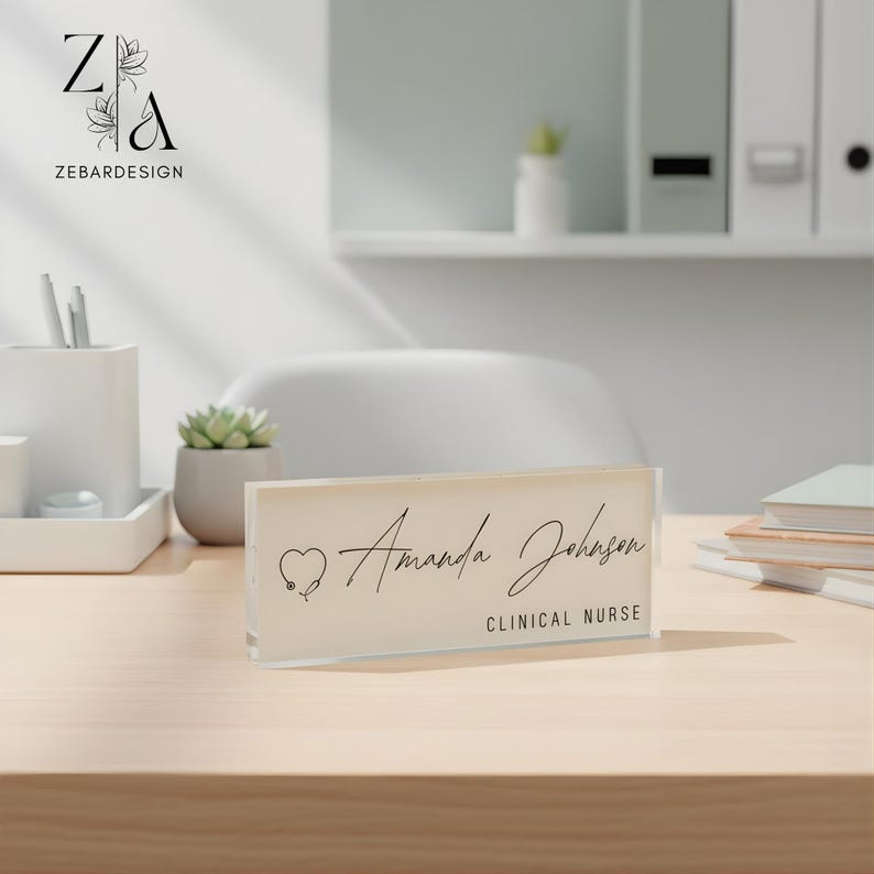 Pastel Acrylic Nurse Desk Name Plate - Personalized Office Decor - Job ...