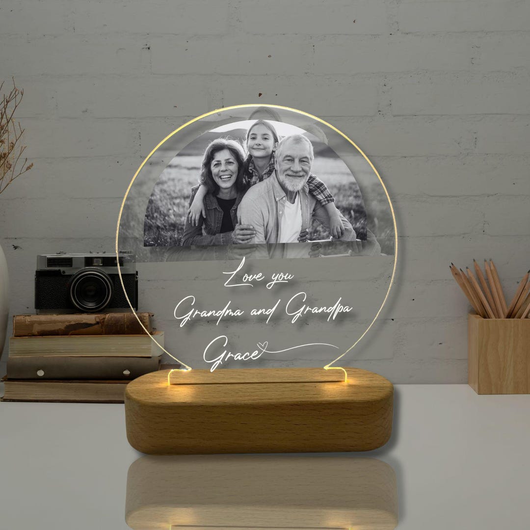 Custom Acrylic Night Light, Acrylic Photo Frame Night Light With Text ...