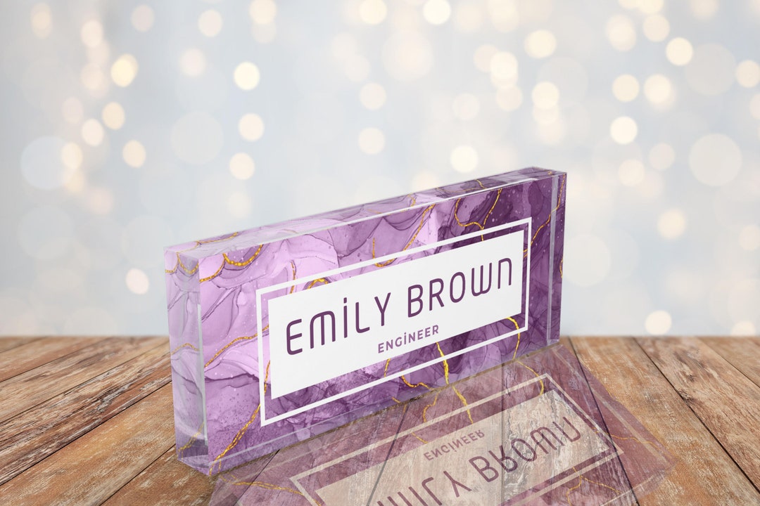 Crystal Title Block, Acrylic Name Plate, Custom Desk Name Plaque, Job ...