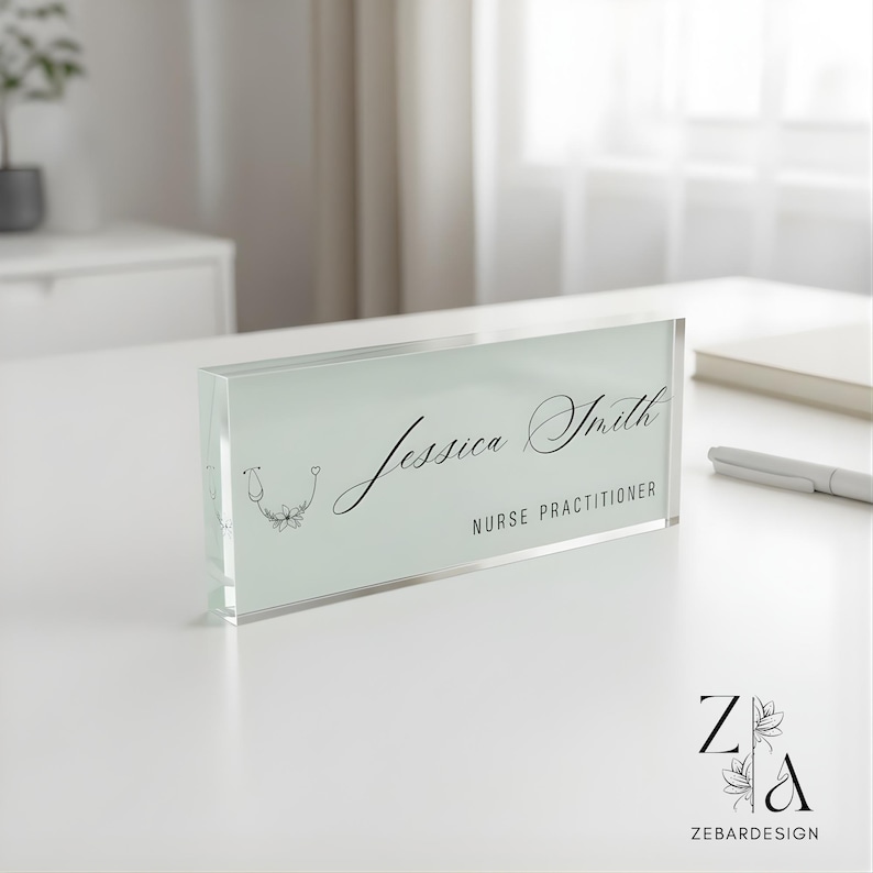 Pastel Acrylic Nurse Desk Name Plate - Personalized Office Decor - Job ...