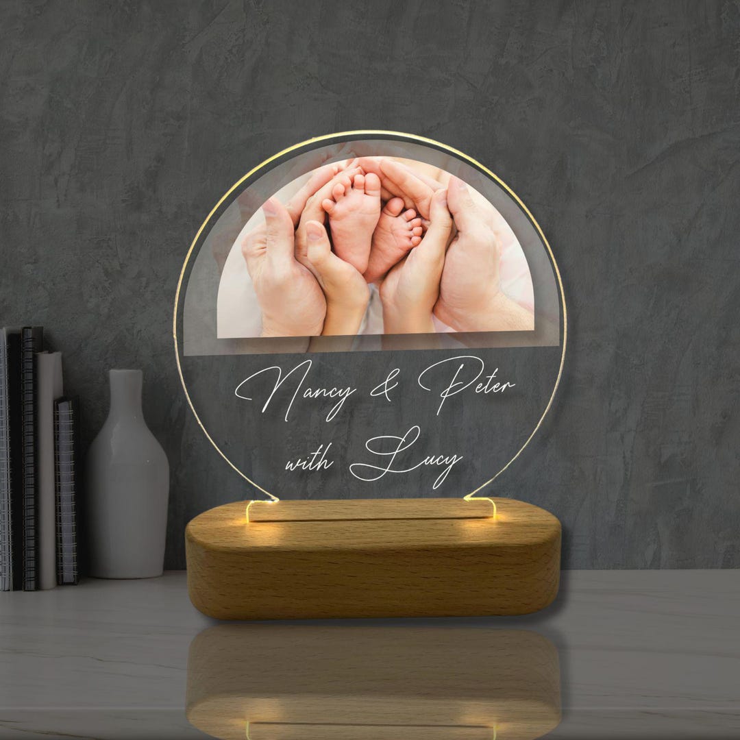 Custom Acrylic Night Light, Acrylic Family Photo Frame With Text ...