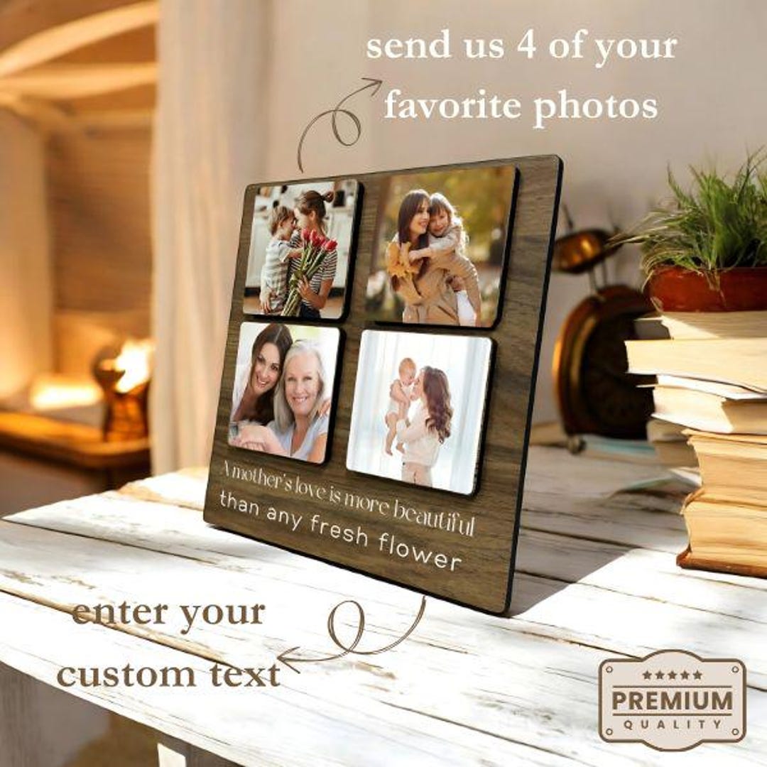 First Mother's Day 2025: Custom Wood Photo Print, Text Frame for Mama ...