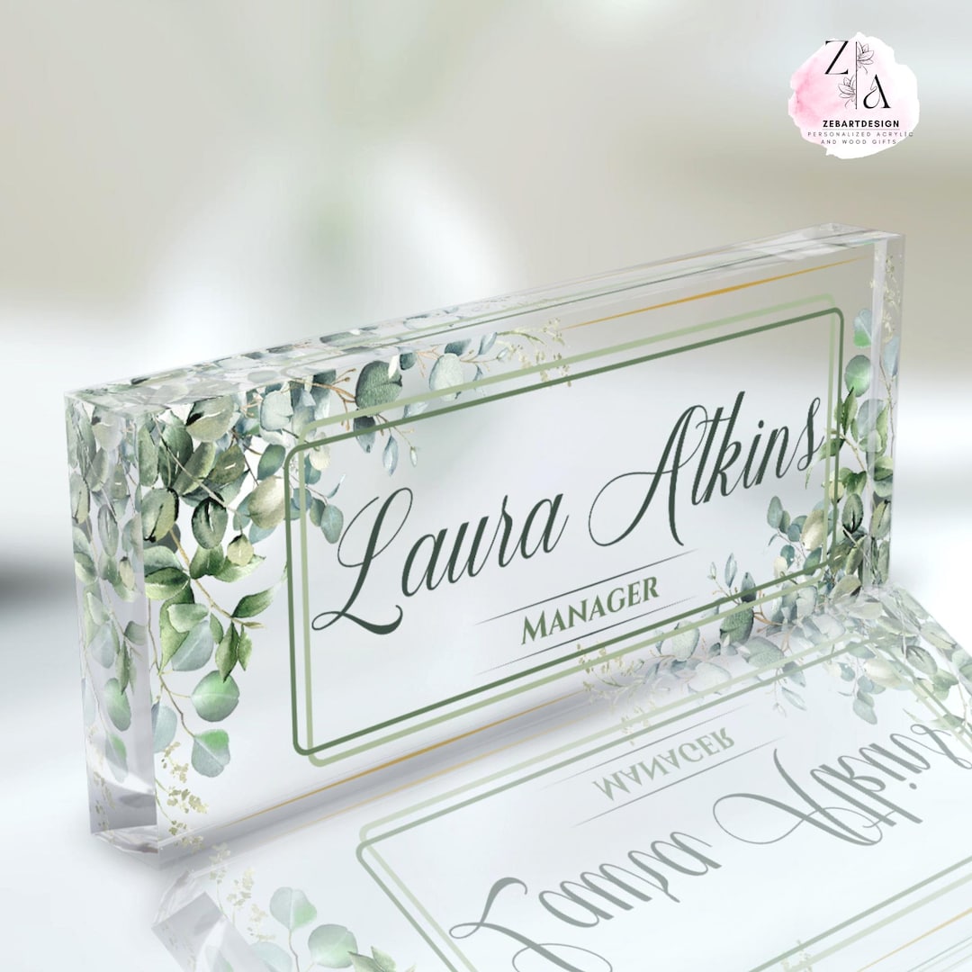 Personalized Acrylic Desk Name Plate: Custom Office Decor - Etsy