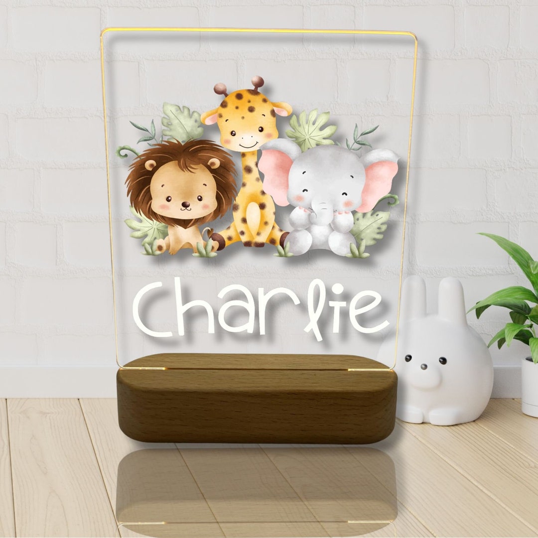 Custom Cute Safari Animals Acrylic Night Light, Custom Acrylic ...