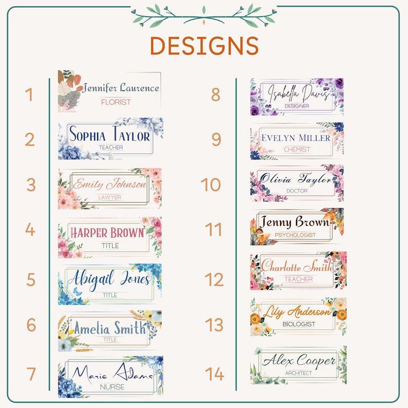 Elegant Custom Desk Sign – Personalized Acrylic Name Plate With Floral ...