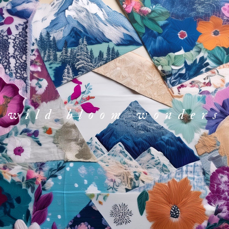 Eclectic Mountain Collage Art Print Digital Art Print Printable Wall ...