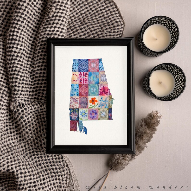 Alabama Art Print State of Alabama Eclectic Art Print Alabama State ...