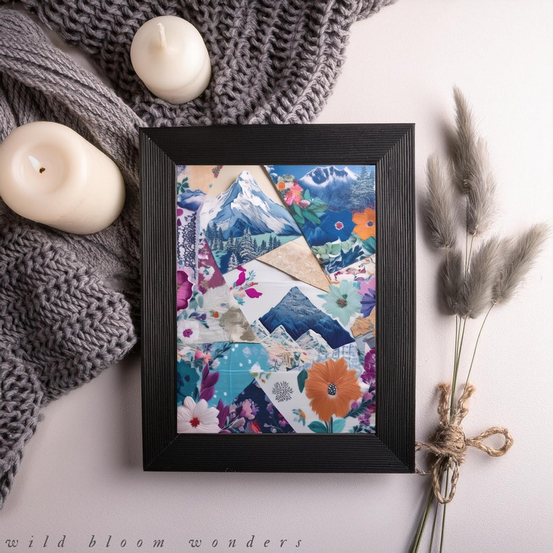 Eclectic Mountain Collage Art Print Digital Art Print Printable Wall ...
