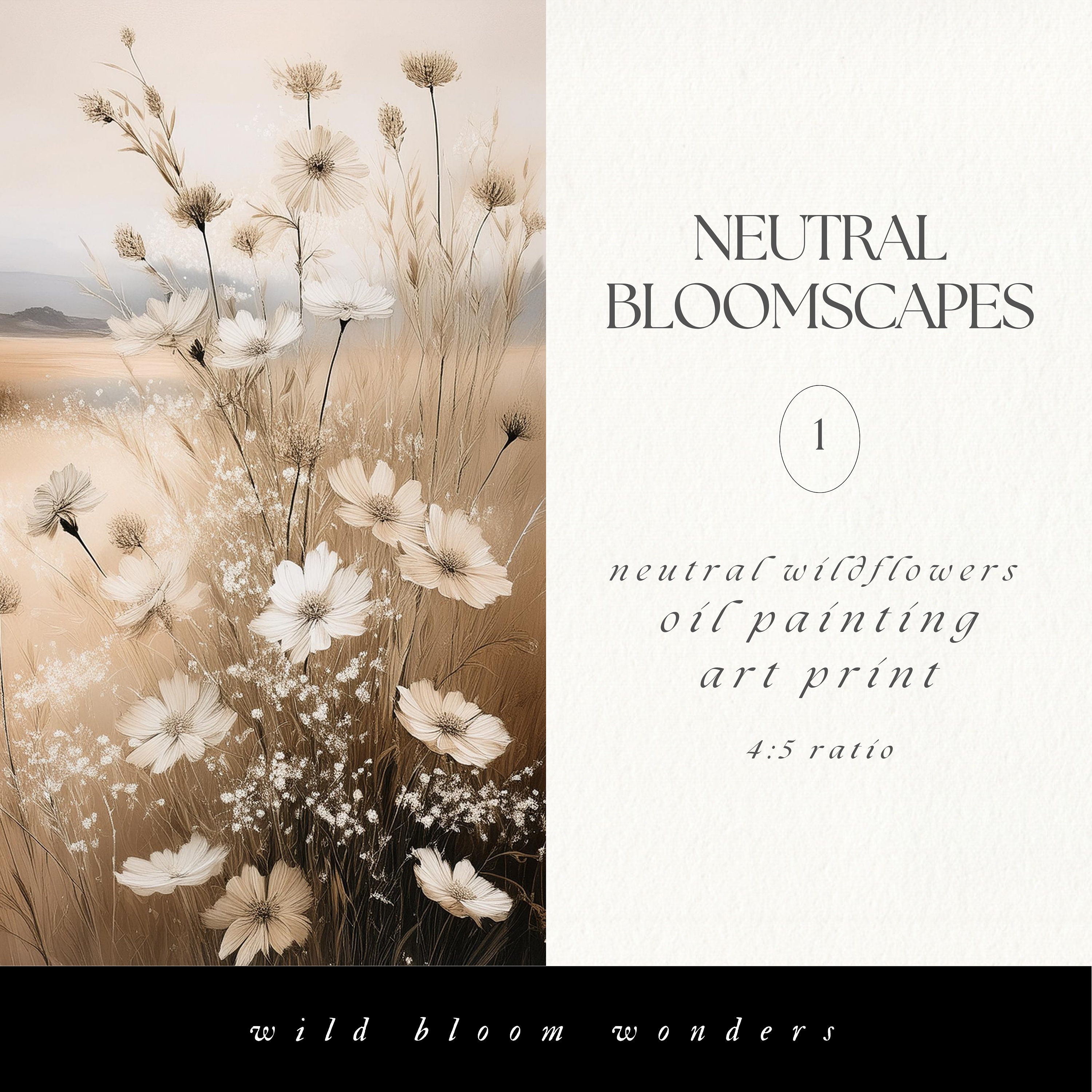 Neutral Bloomscapes Art Print Collection Wildflowers Art Print Neutral ...