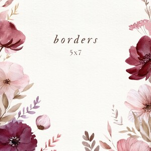 Berry & Blush Floral Border Clipart Border Burgundy and Blush Clipart ...