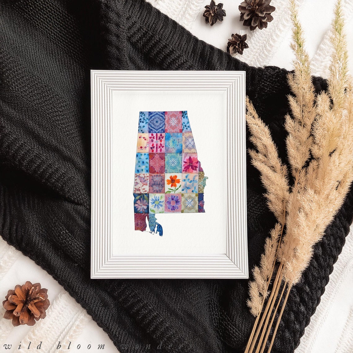 Alabama Art Print State of Alabama Eclectic Art Print Alabama State ...