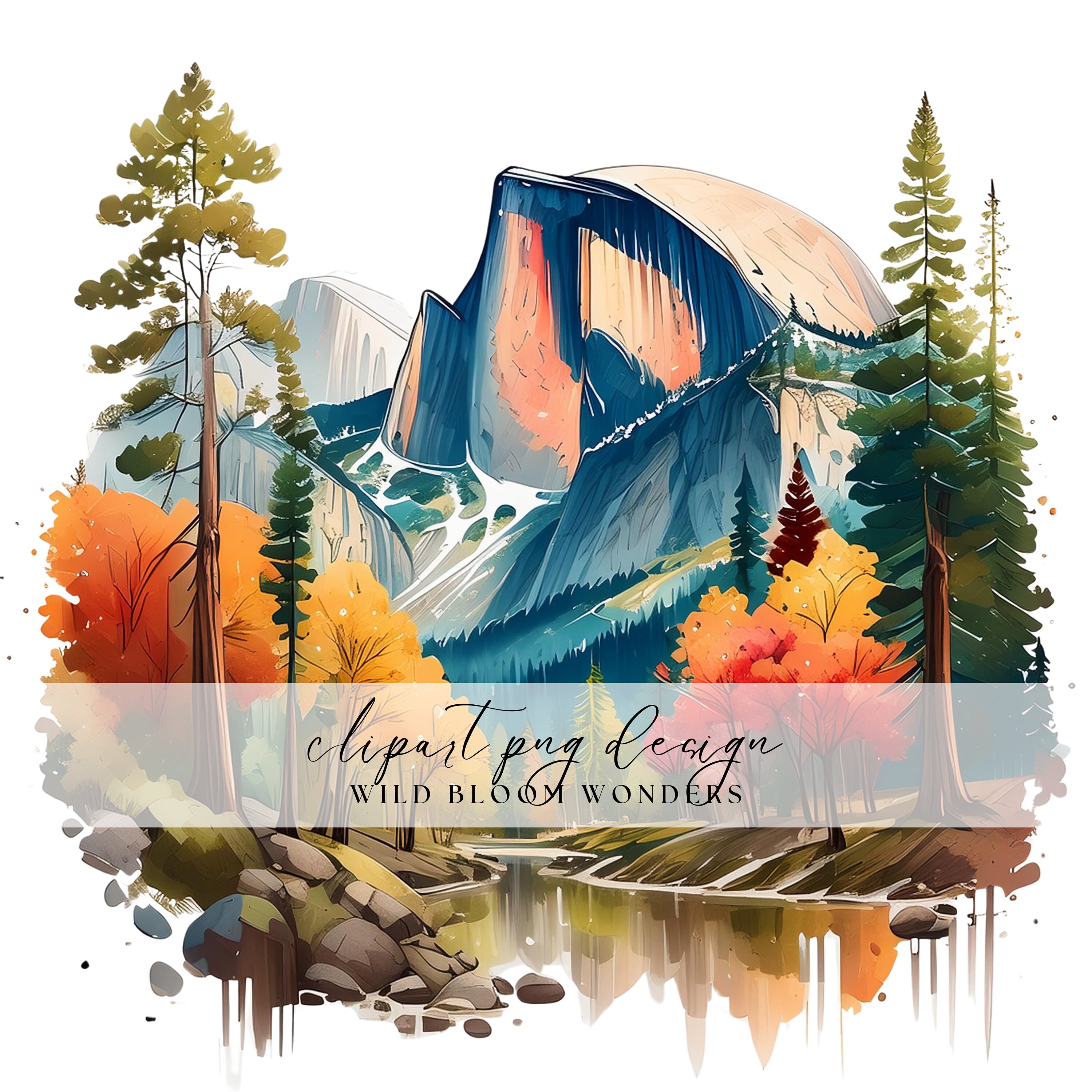 Yosemite National Park Clipart Design Clipart PNG Digital Download ...
