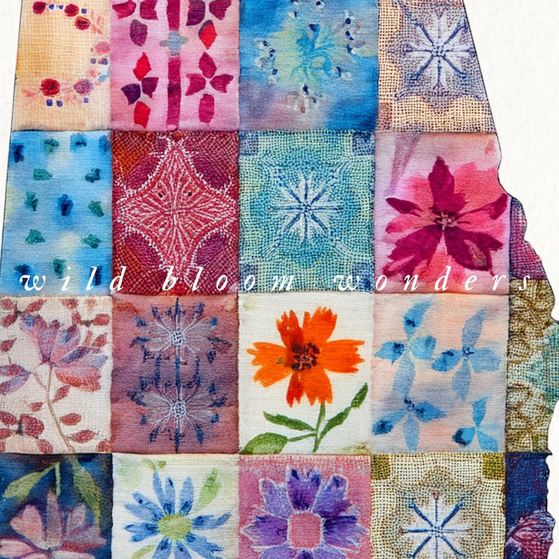 Alabama Art Print State of Alabama Eclectic Art Print Alabama State ...