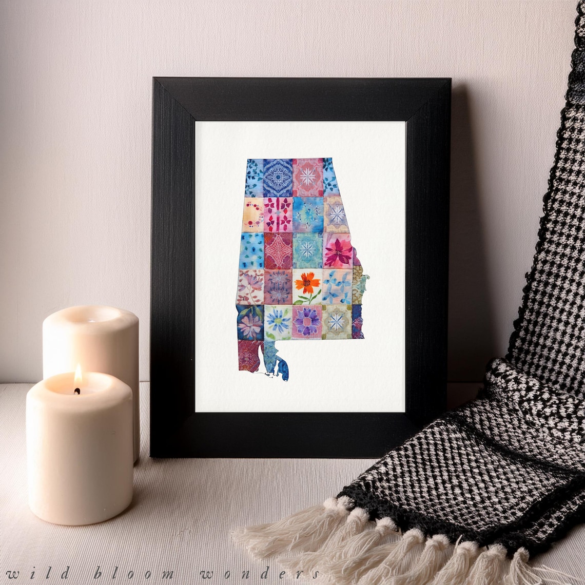 Alabama Art Print State of Alabama Eclectic Art Print Alabama State ...