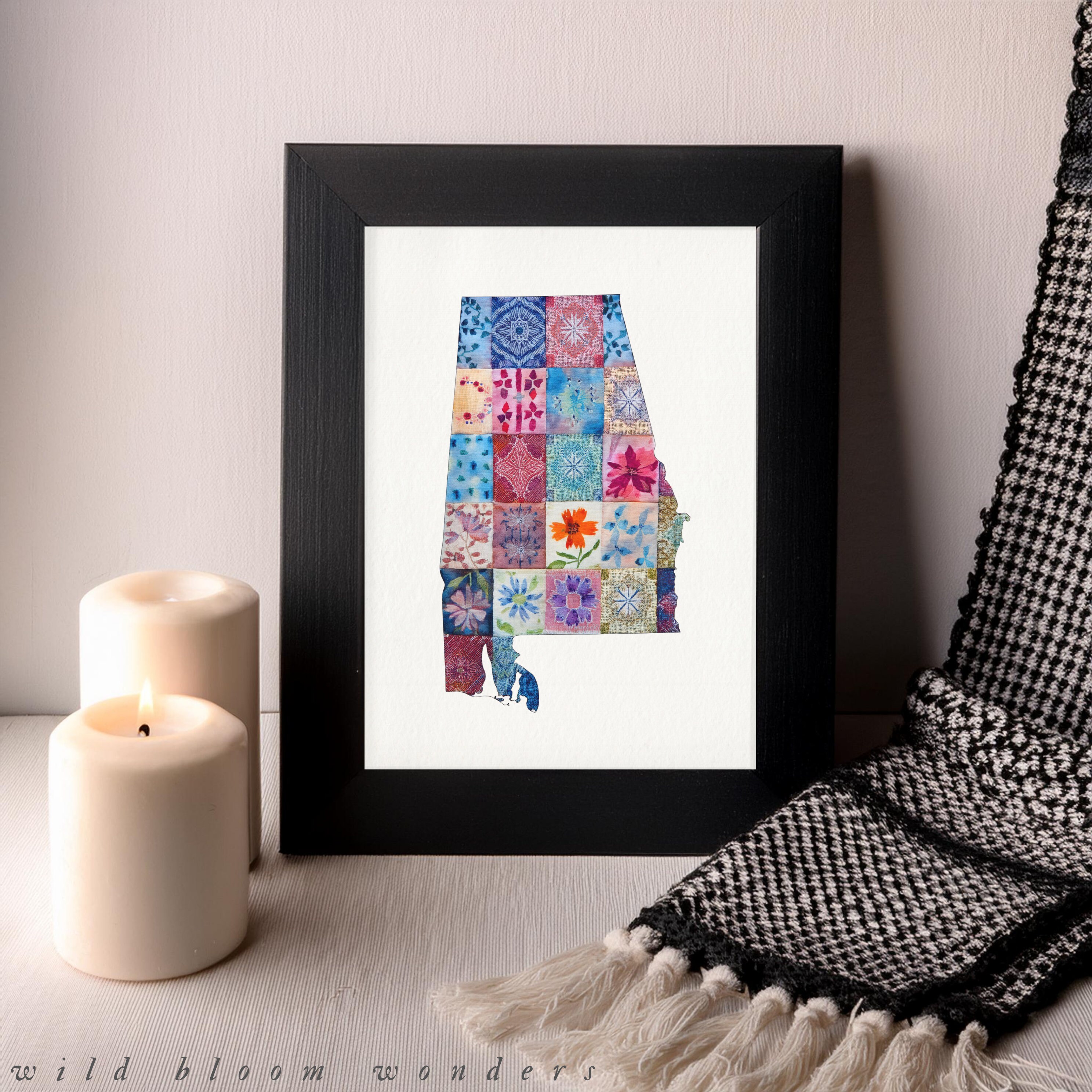 Alabama Art Print State of Alabama Eclectic Art Print Alabama State ...