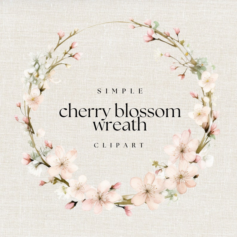 Cherry Blossom Wreath Clipart Cherry Blossom Watercolor Clipart Simple ...