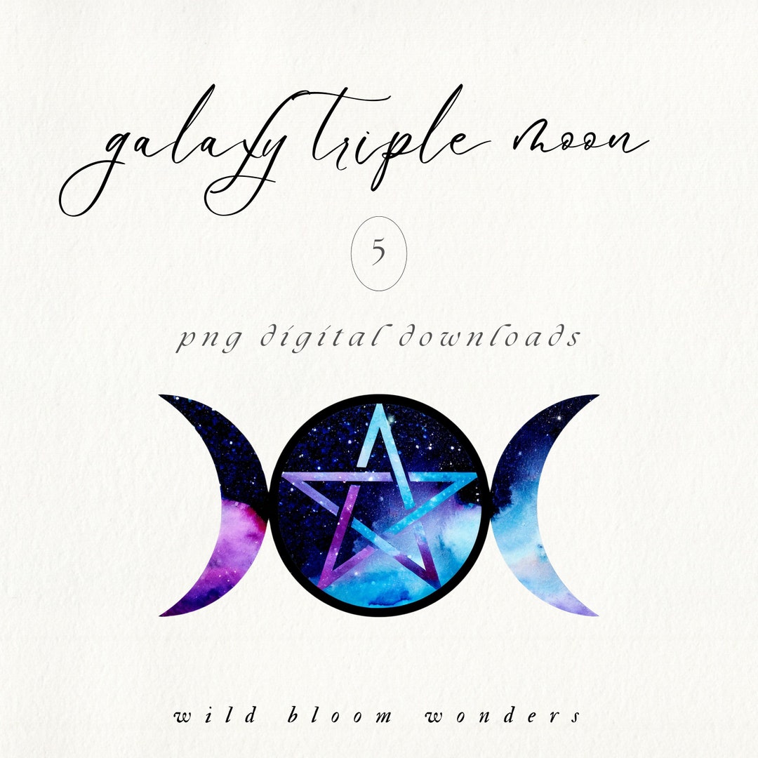 Triple Moon Clipart Watercolor Moon Clipart Floral Moon Clipart New ...