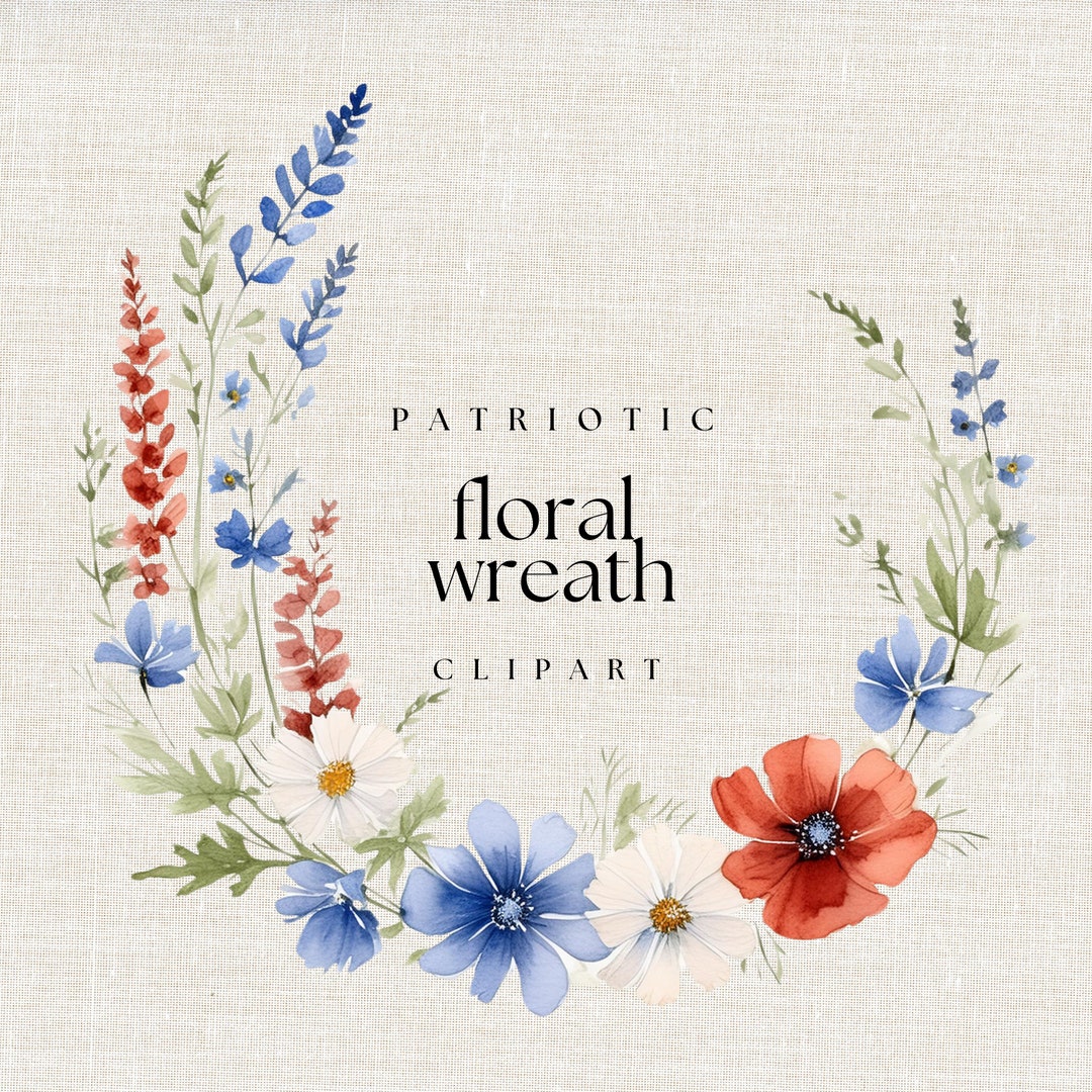 Red, White, Blue Floral Wreath Clipart Clipart PNG Patriotic Clipart ...