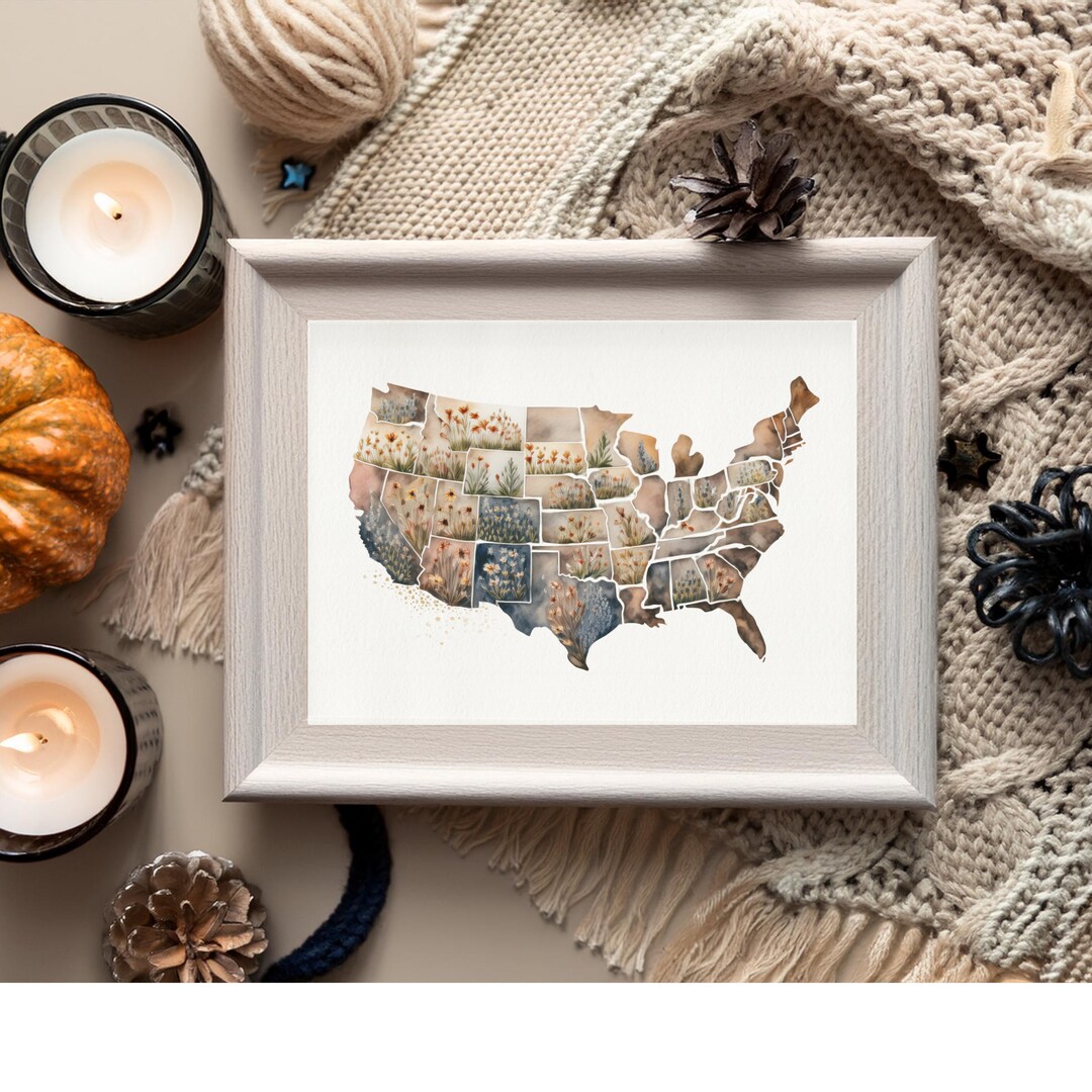 Buy Rustic Meadows USA Art Print Printable Wall Decor United States of ...