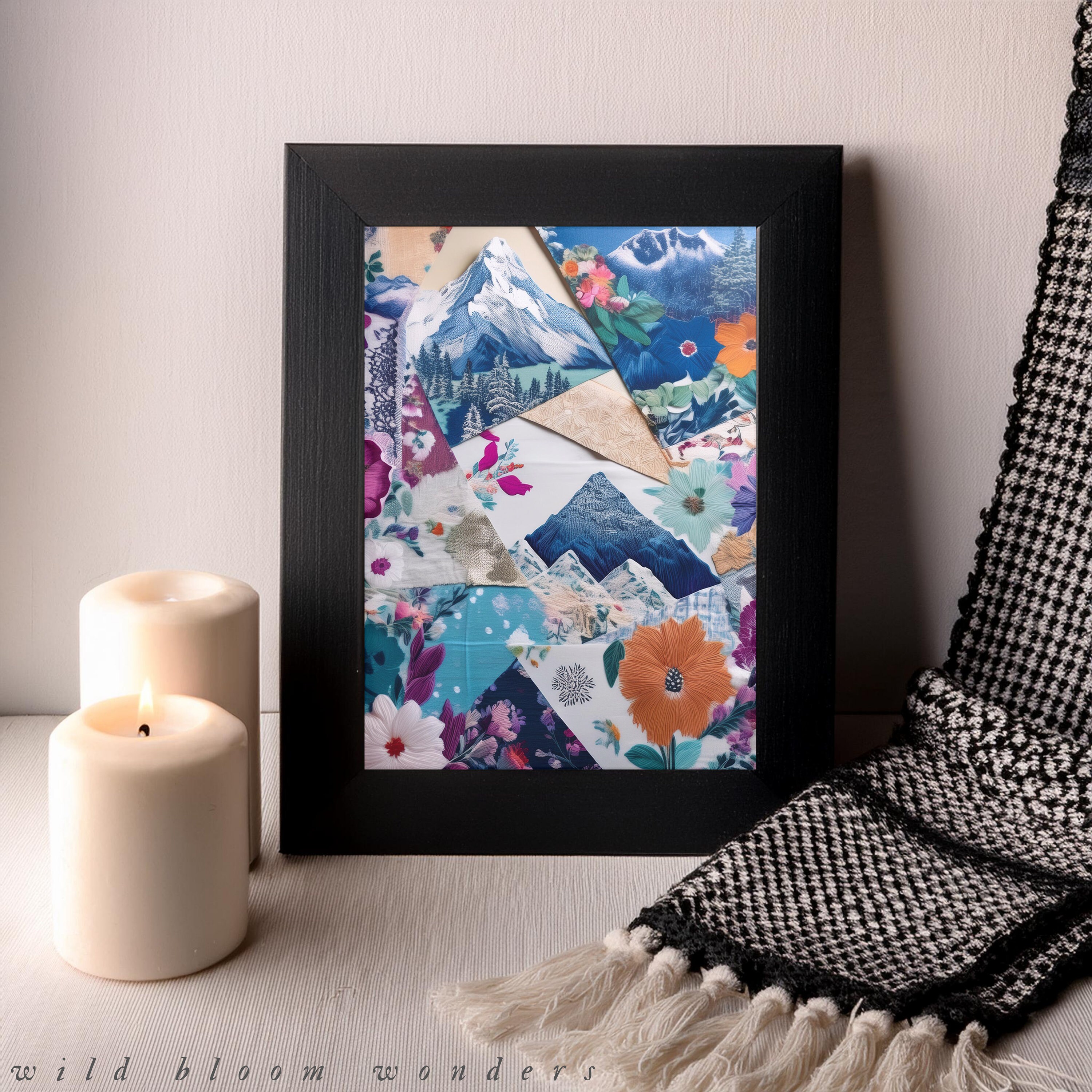 Eclectic Mountain Collage Art Print Digital Art Print Printable Wall ...