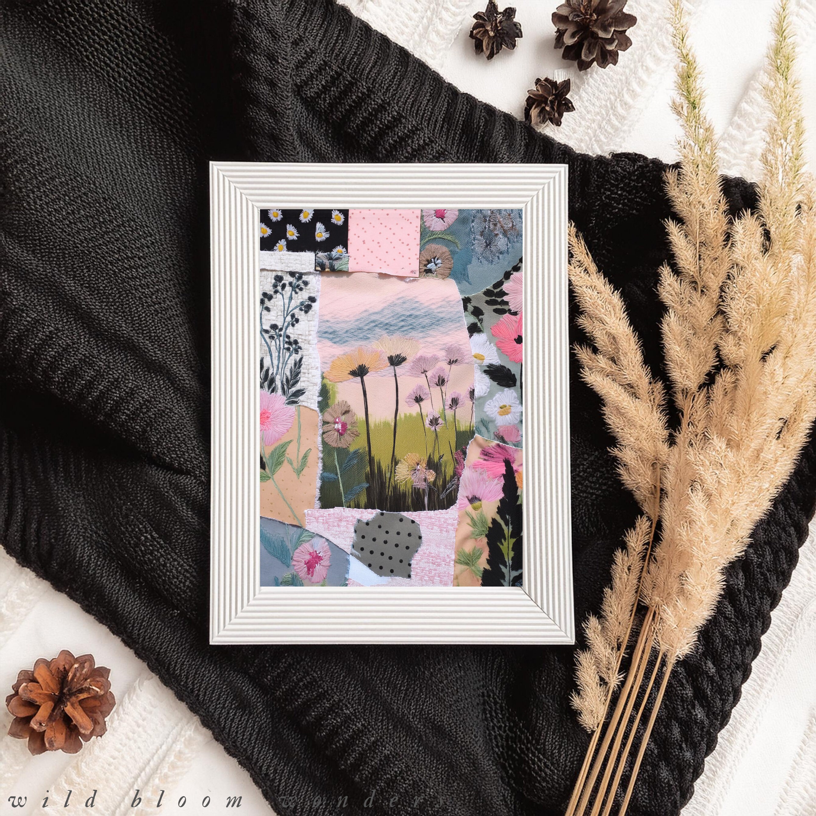 Eclectic Wildflowers Collage Art Print Digital Art Print Printable Wall ...