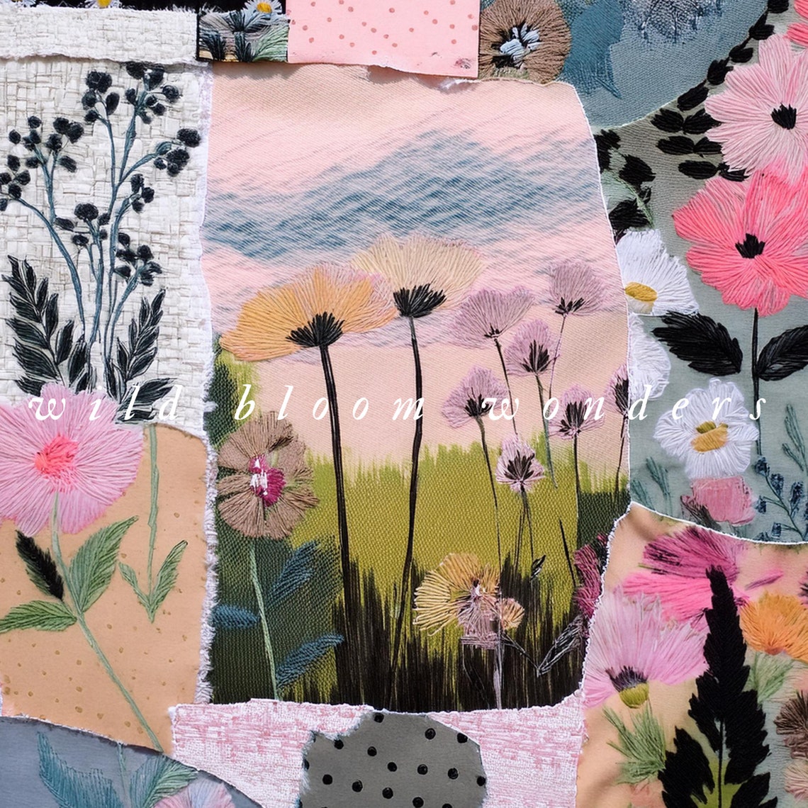 Eclectic Wildflowers Collage Art Print Digital Art Print Printable Wall ...