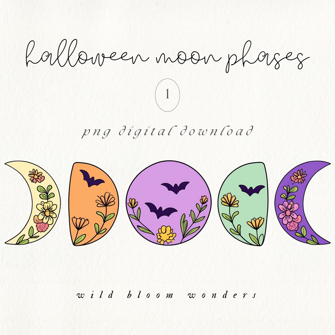 Halloween Moon Phases Png Halloween Png Floral Moon Png New Moon Png ...