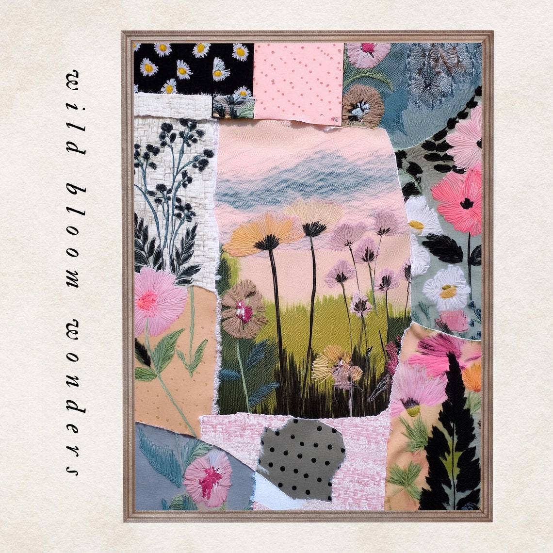 Eclectic Wildflowers Collage Art Print Digital Art Print Printable Wall ...