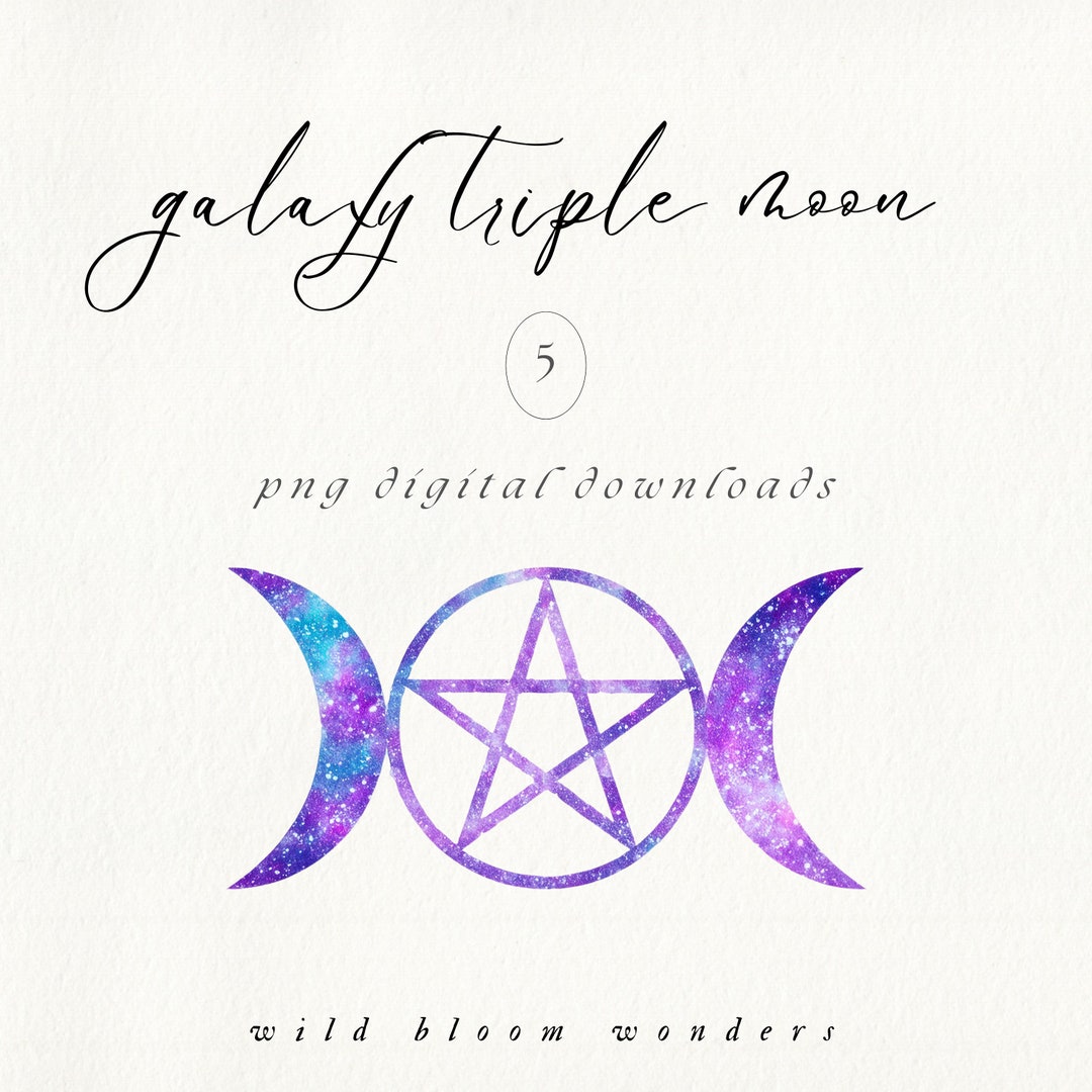 Triple Moon Clipart Watercolor Moon Clipart Floral Moon Clipart New ...