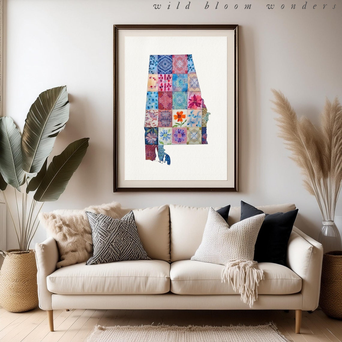 Alabama Art Print State of Alabama Eclectic Art Print Alabama State ...