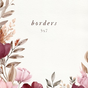 Berry & Blush Floral Border Clipart Border Burgundy and Blush Clipart ...