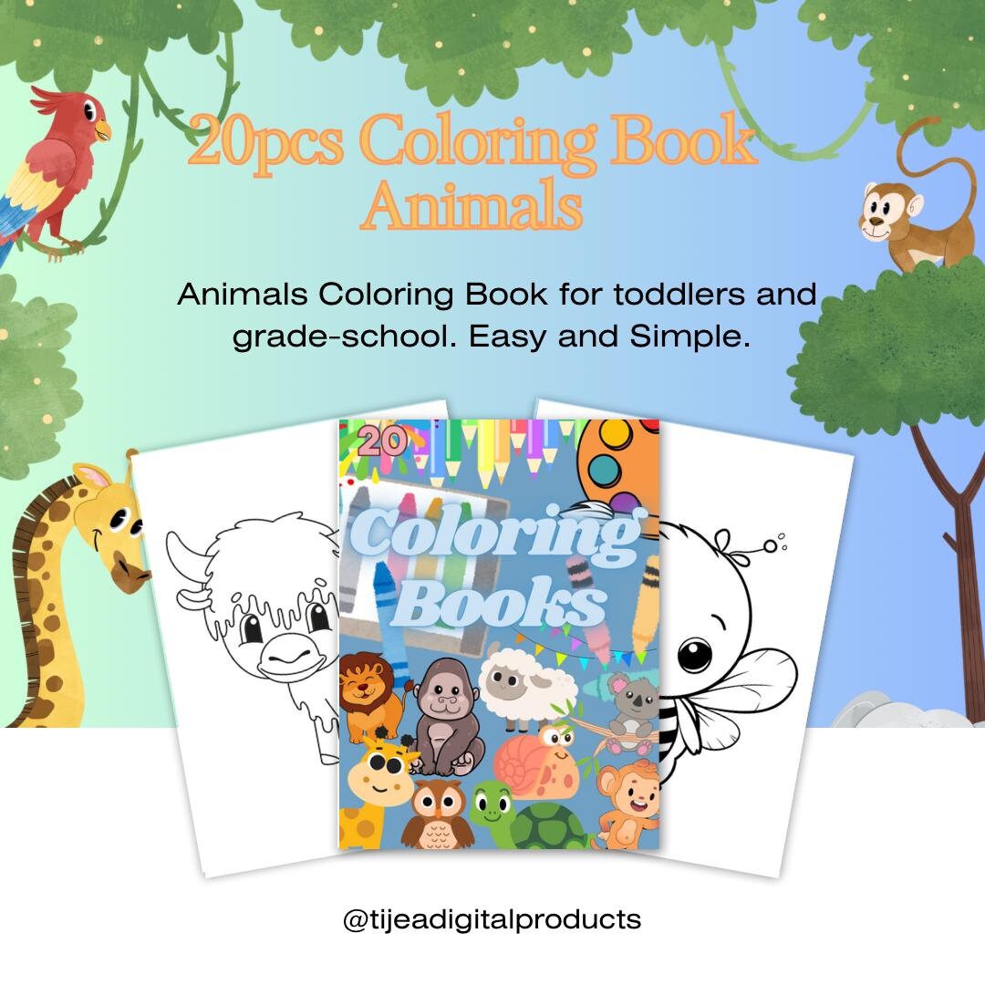 20pcs Coloring Book- Animals - Etsy