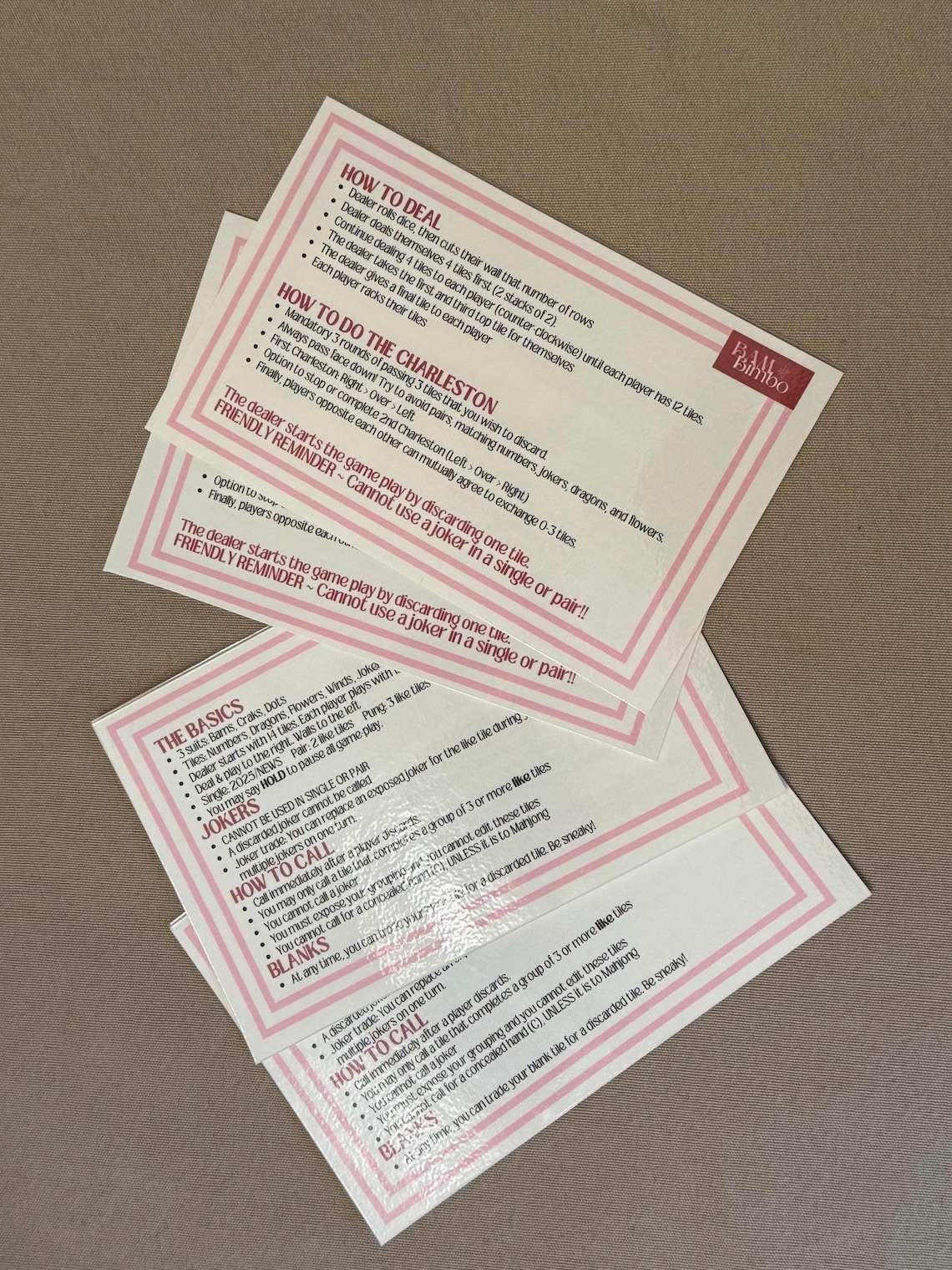 PRINTABLE Mahjong Rules Card American Mahjong Cheat Sheet Mahjong for ...